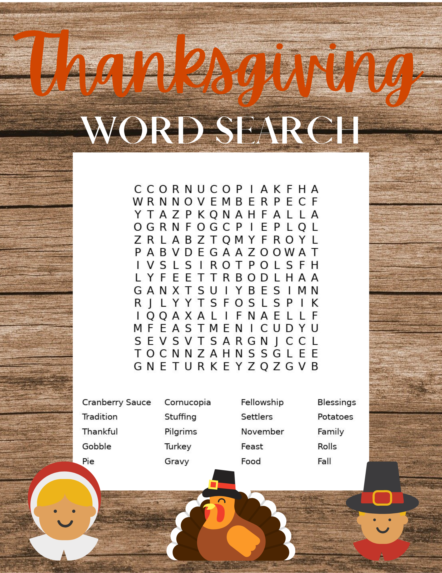 Thanksgiving Word Search - Print off Your Freebie!